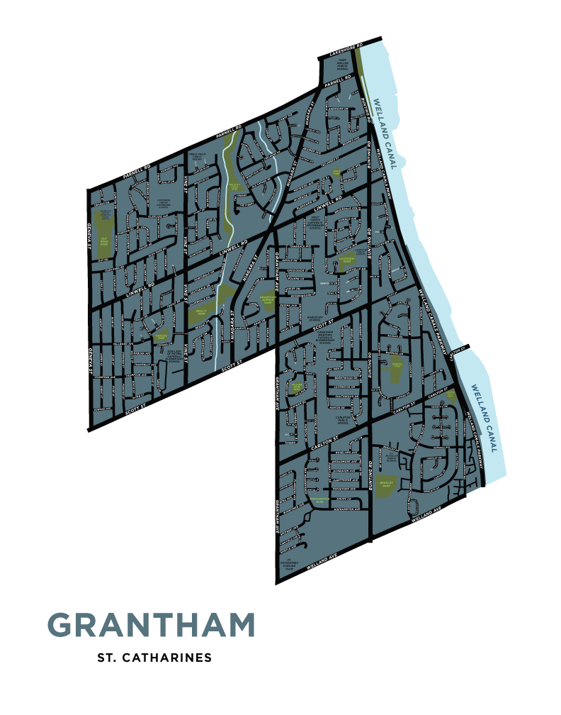 Grantham Neighbourhood Map Print – Jelly Brothers