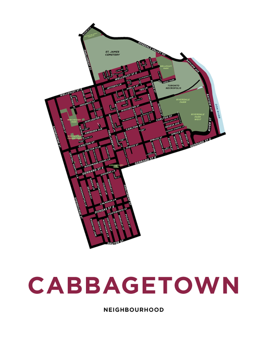 Cabbagetown Neighbourhood Map Print (Toronto) – Jelly Brothers