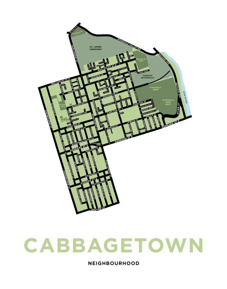 Cabbagetown Neighbourhood Map Print (Toronto) – Jelly Brothers
