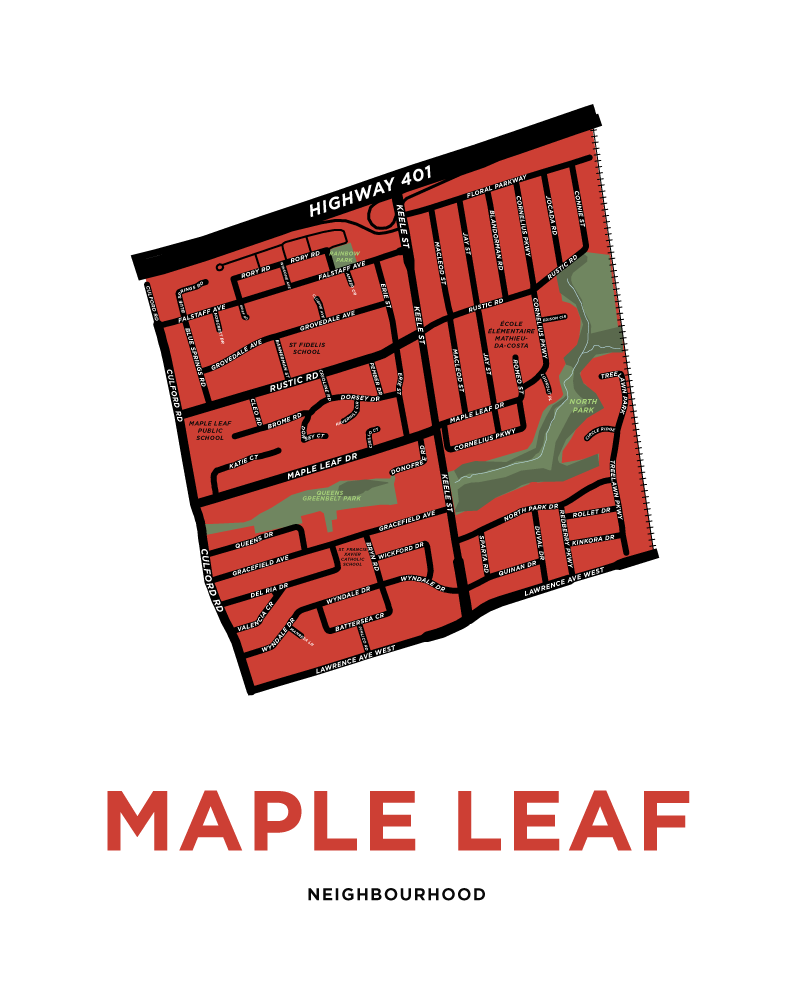 Maple Leaf Neighbourhood Map Print – Jelly Brothers