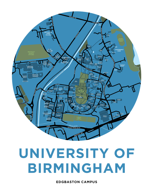 University of Birmingham - Edgbaston Campus Map Print – Jelly Brothers