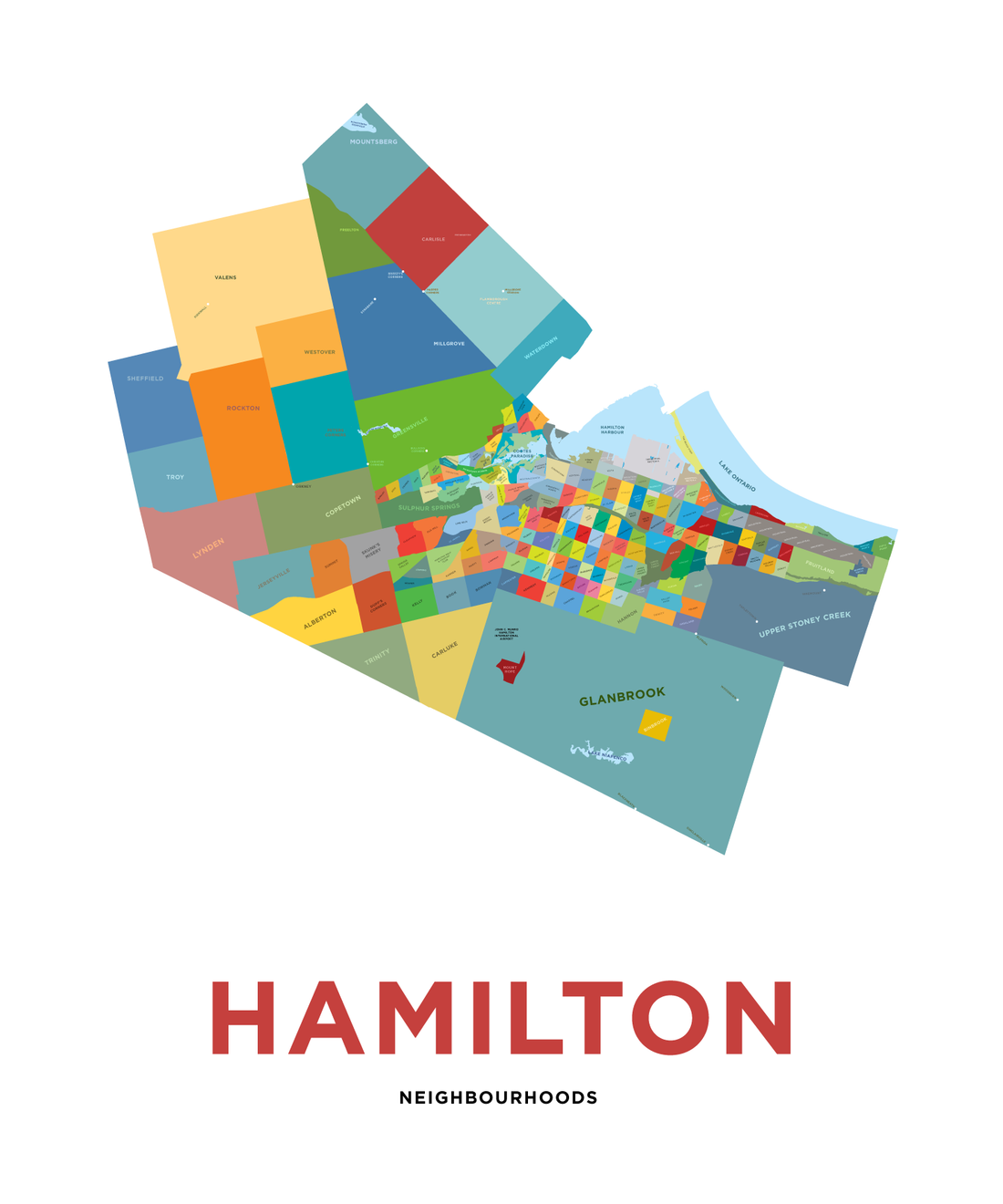 Hamilton Neighbourhoods Map Print – Jelly Brothers