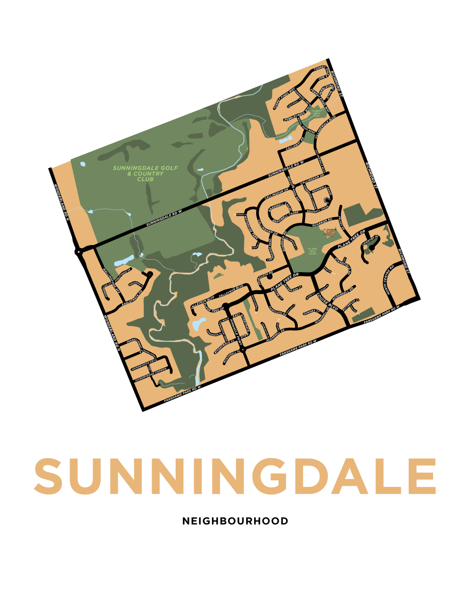 Sunningdale Neighbourhood Map Print – Jelly Brothers