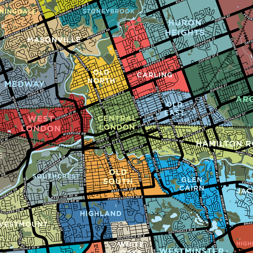 London Neighbourhoods Map Print - Detailed Version – Jelly Brothers