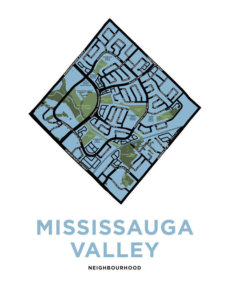 Mississauga Valley Neighbourhood Map Print – Jelly Brothers