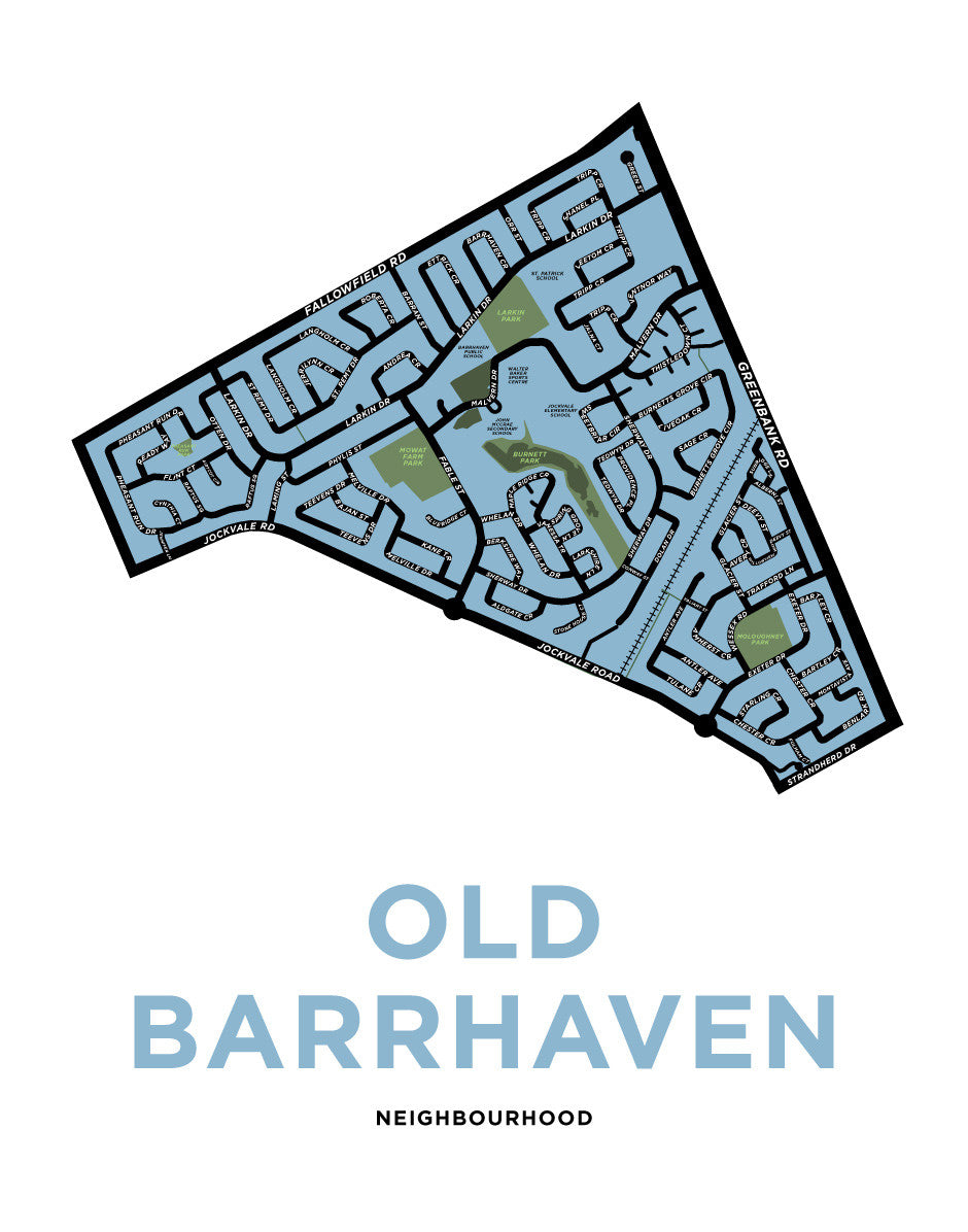 Old Barrhaven Neighbourhood Map Print – Jelly Brothers
