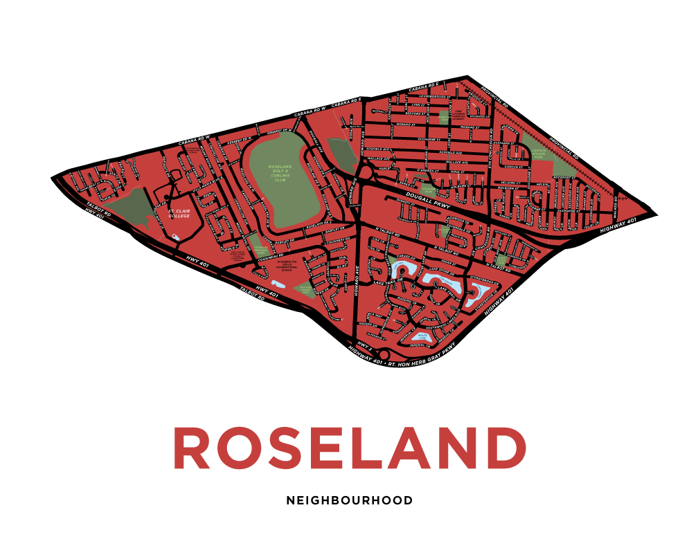 Roseland Neighbourhood Map Print (Windsor) – Jelly Brothers